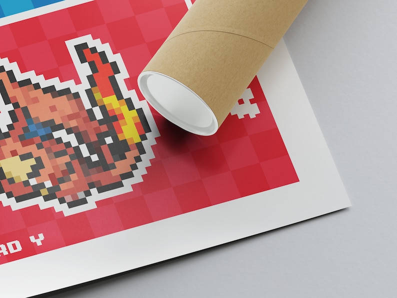 Minimal Pixel Sprite MEGA Charizard Pokemon Wall Art Poster - Etsy