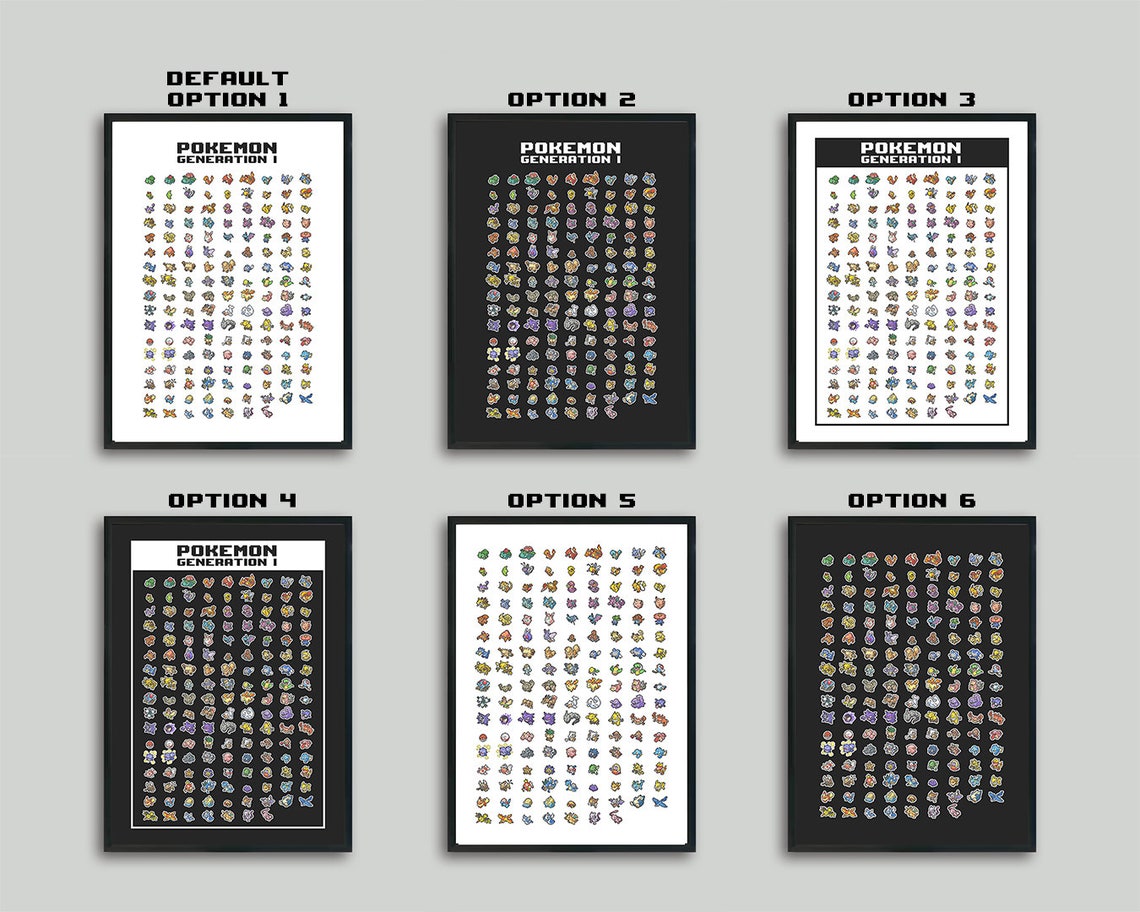 GEN 01 Minimal Pixel Sprite Pokemon Wall Art Poster - Etsy