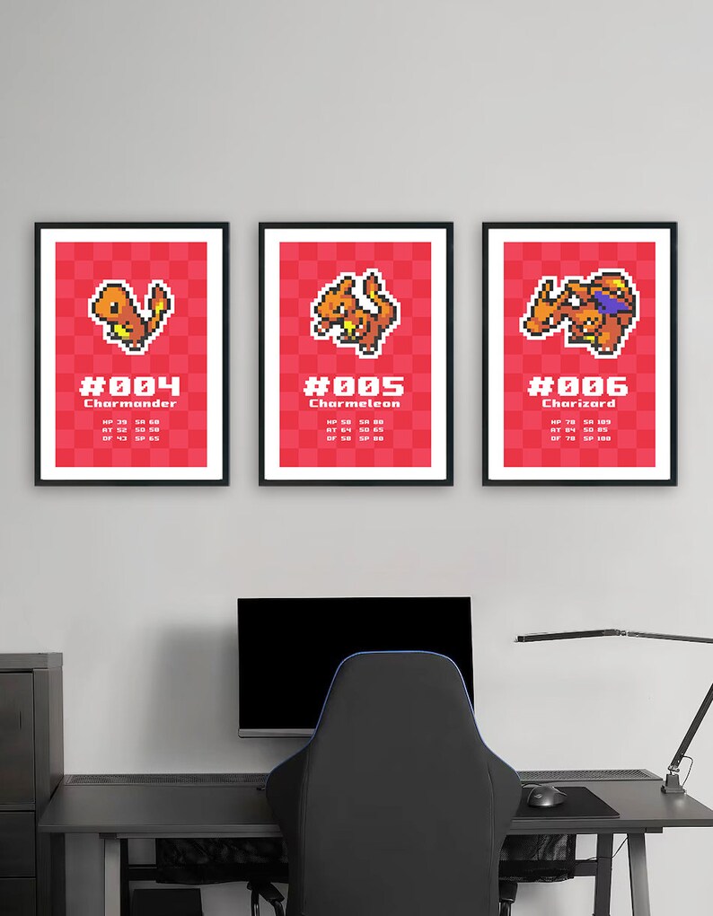 Minimal Pixel Charmander Sprite Pokemon Wall Art Poster - Etsy