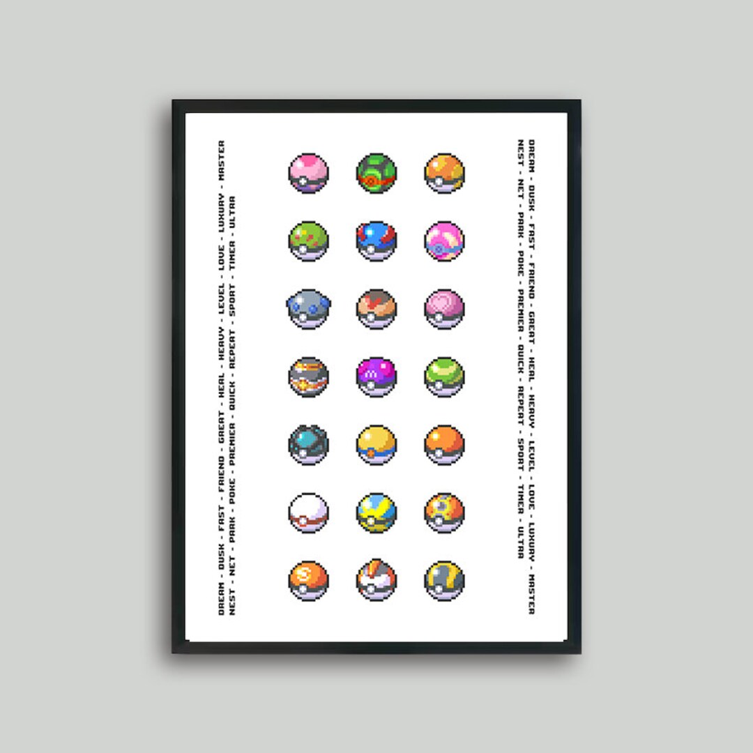 Pokeball Minimal Pixel Sprite Pokemon Wall Art Poster - Etsy