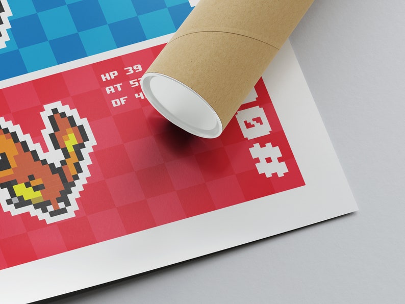 Minimal Pixel Sprite Starter Pokemon Wall Art Poster - Etsy
