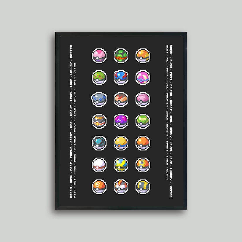 Pokeball Minimal Pixel Sprite Pokemon Wall Art Poster - Etsy