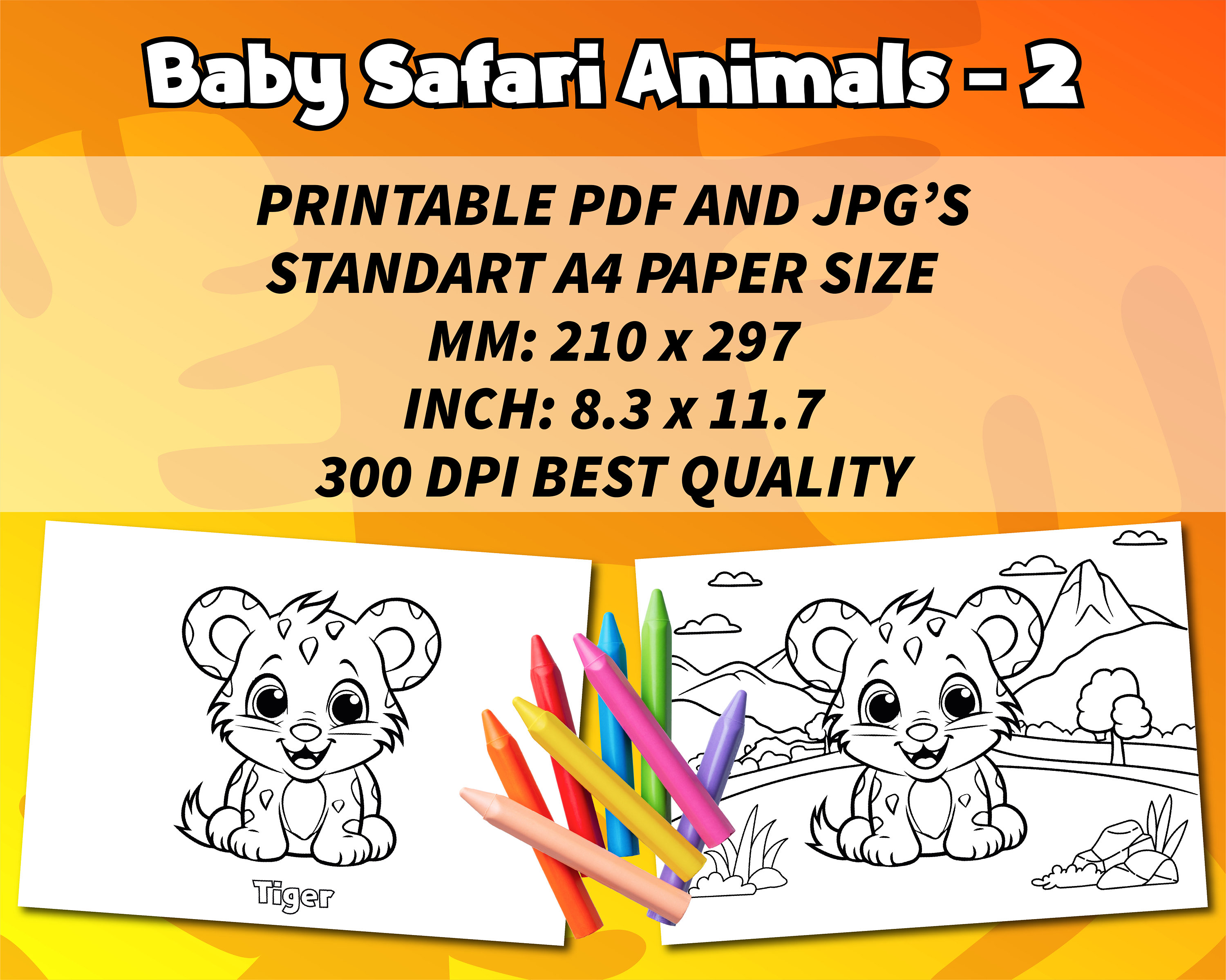 10 Printable Baby Safari Animals Coloring Pages Vol.2 - Etsy