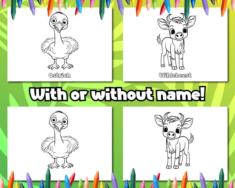 10 Printable Baby Safari Animals Coloring Pages Vol.1 - Etsy