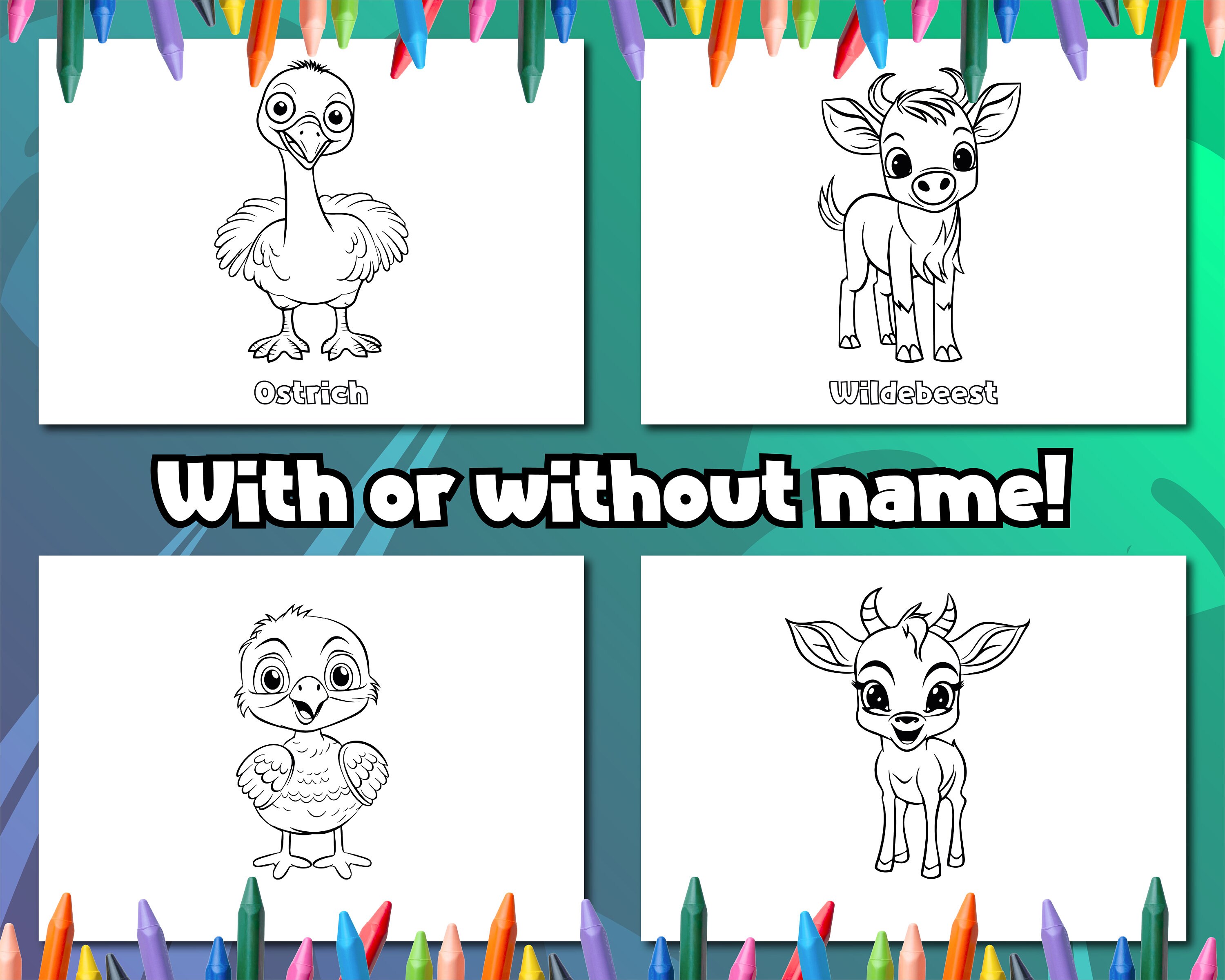 10 Printable Baby Safari Animals Coloring Pages Vol.3 - Etsy