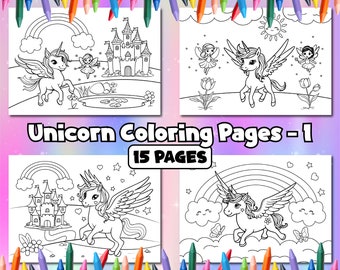50 Pages Printable Unicorn Coloring Pages PDF - Etsy
