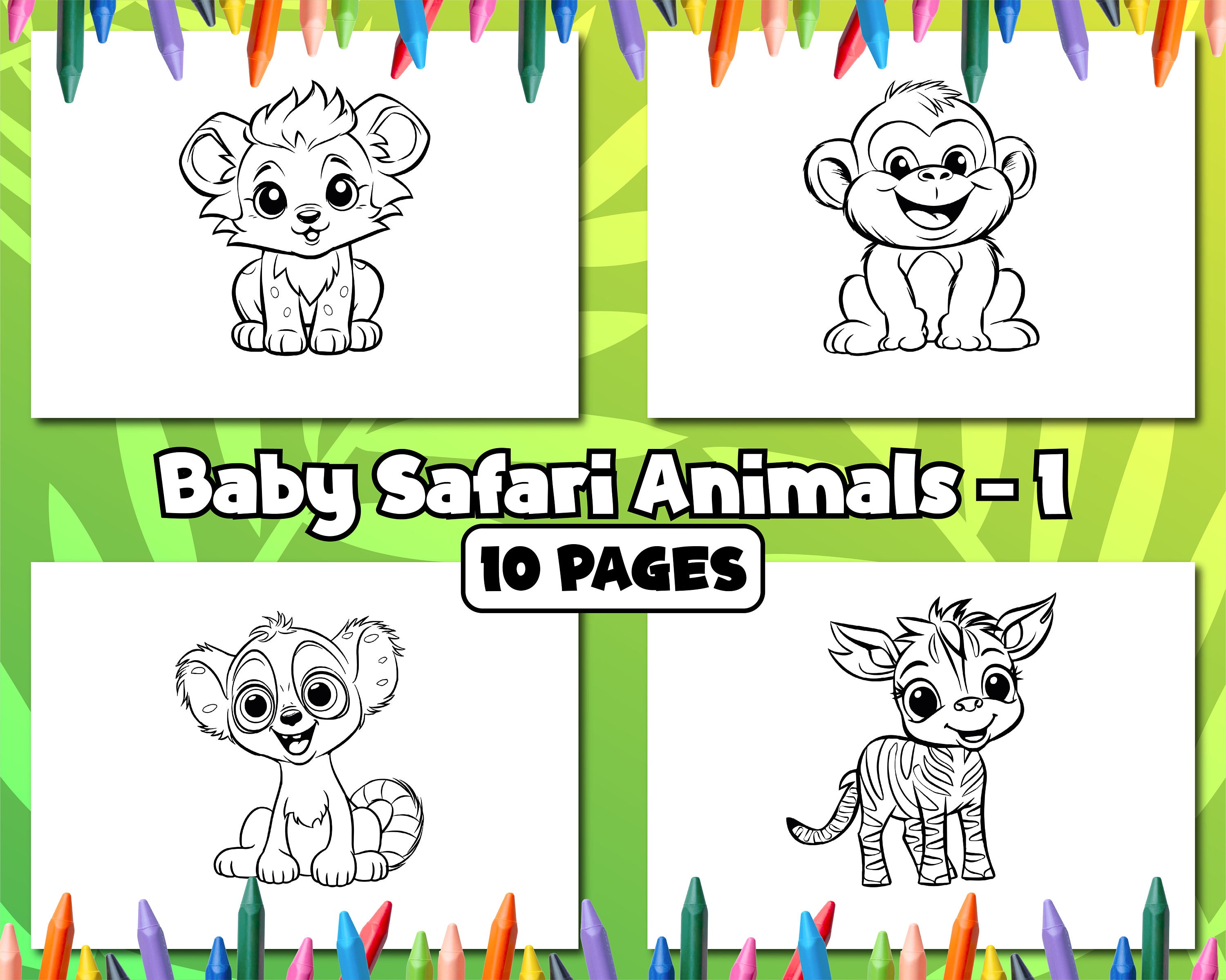 10 Printable Baby Safari Animals Coloring Pages Vol.1 - Etsy Australia