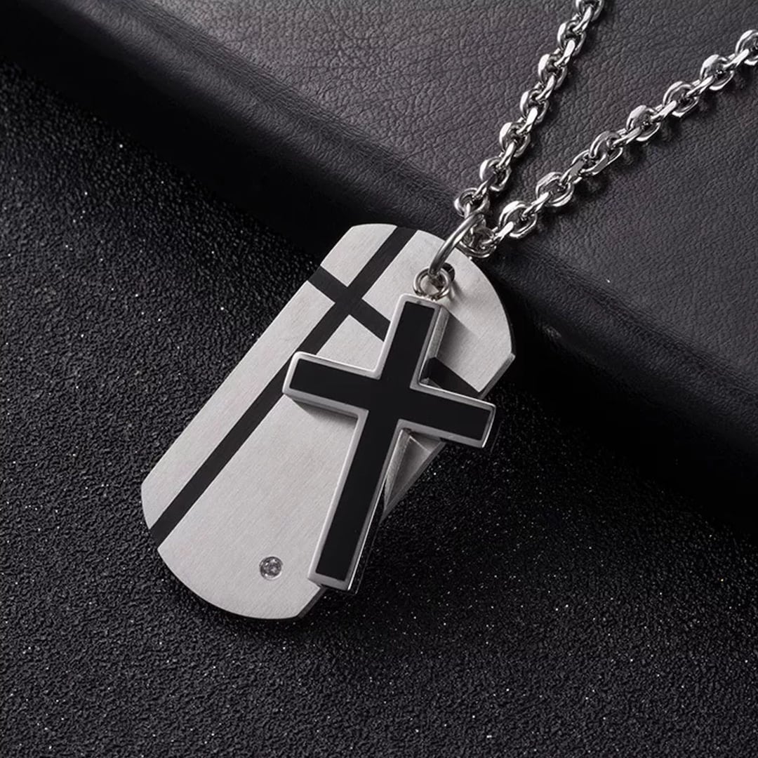 Personalize Stainless Steel Cross Dog Tag Necklace Pendant With Chain ...