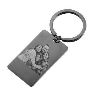 Personalized Rectangular Metal Photo Keychain - Etsy