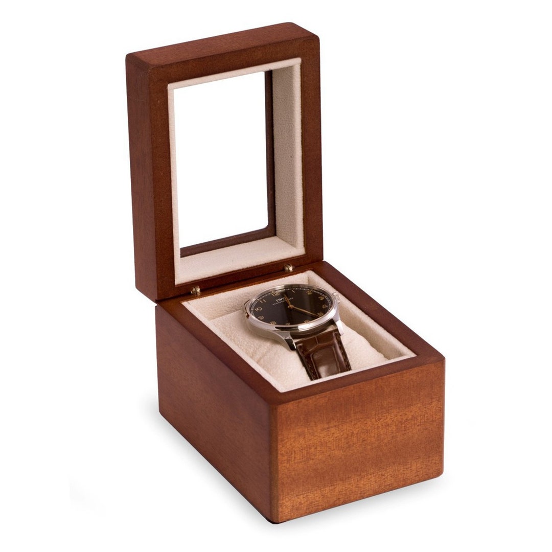 Personalized Cherry Wood Single Watch Box With Glass Top - Etsy