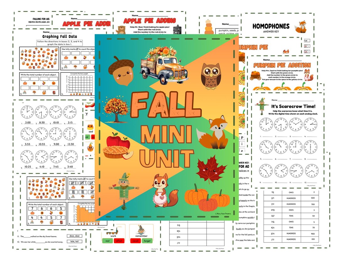Fall Mini Unit, Math, Language Arts, Pumpkins, Adjectives, Adverbs ...