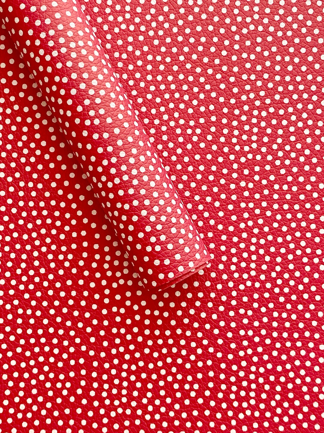 Faux Leather Sheet - Red Polka Dot Faux Leather - Faux Leather - Polka ...