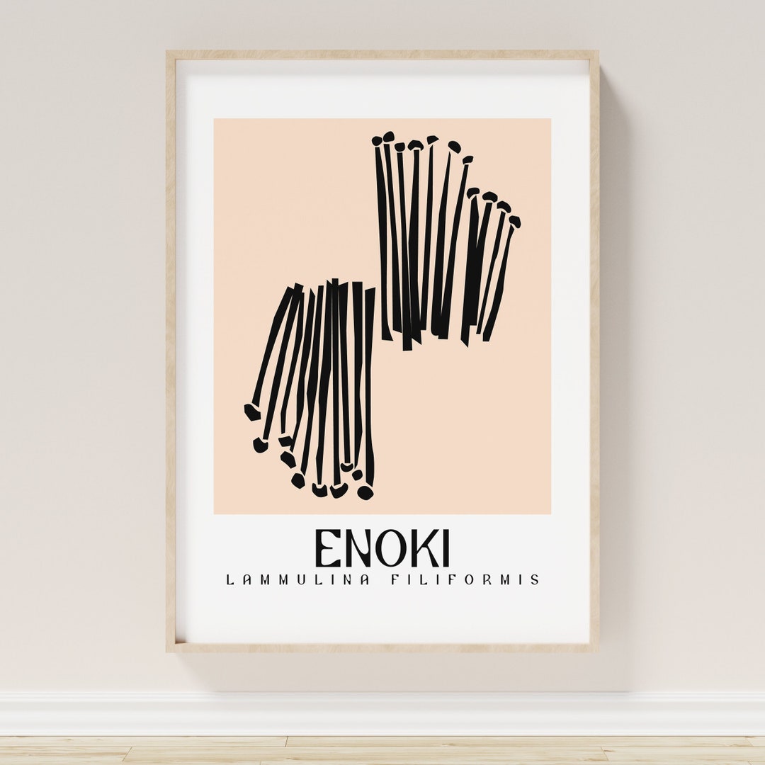 Enoki Mushroom Wall Decor, Fungi Art, Instant Digital Download Print ...