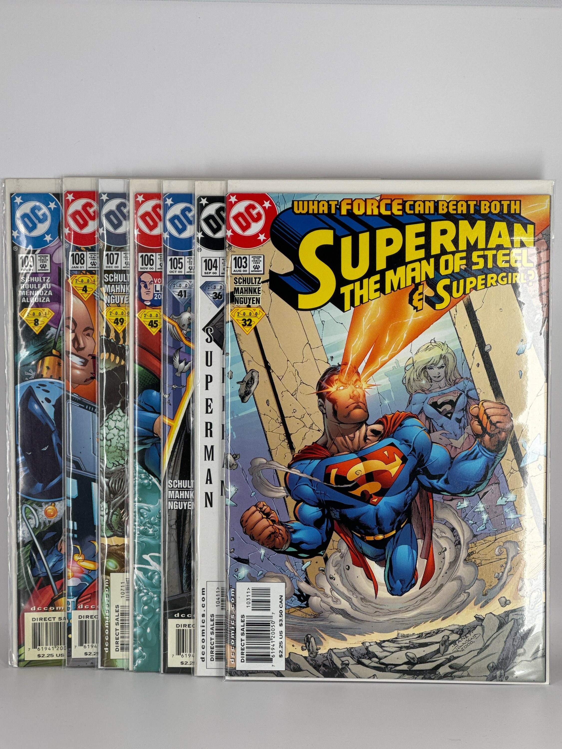 SUPERMAN the Man of Steel Lot of 6 Comic Books : Issues 103-109. Clean ...