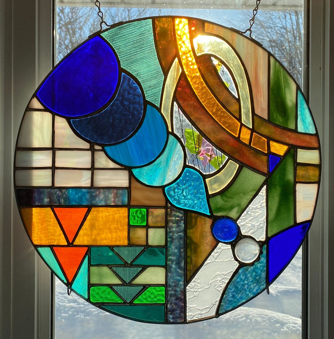 Abstracts in Circular #3 Stained Glass. - Etsy