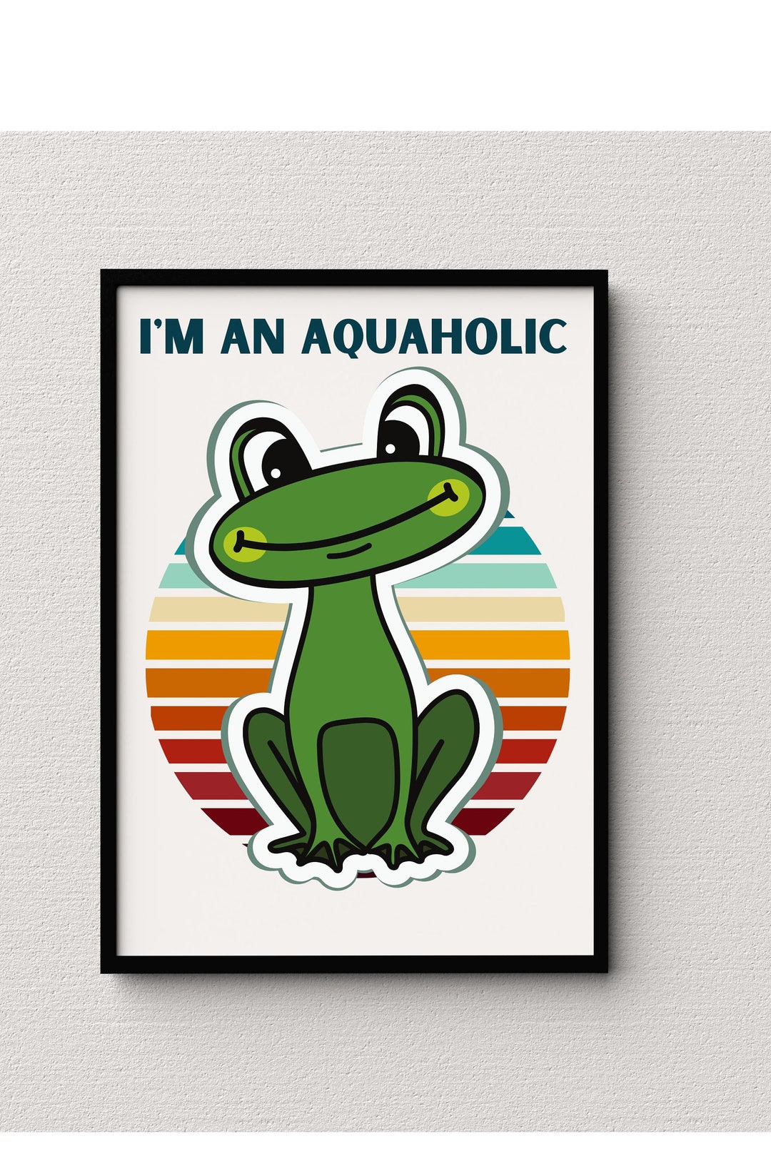 Frog Beach Poster, Happy Frog, We Love Water, Aquaholic Frog - Etsy