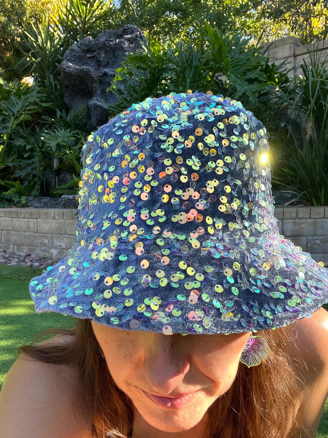 Sequin Blue Bucket Hat - Etsy