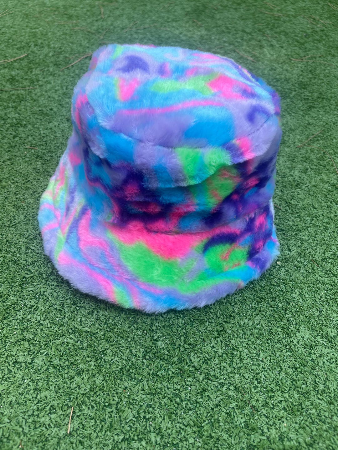 Fuzzy Multi Colored Bucket Hat - Etsy