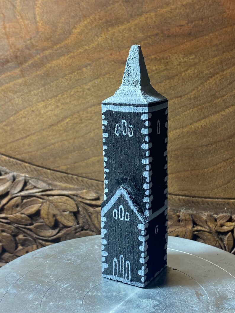 Hand-painted Wood Tower: Miniature Global Architecture, Rustic Decor - Etsy