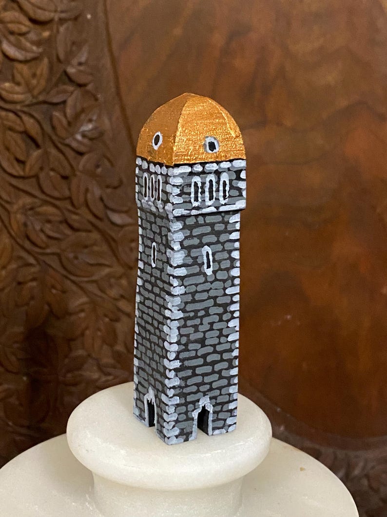 Hand-painted Wood Tower: Miniature Global Architecture, Rustic Decor - Etsy