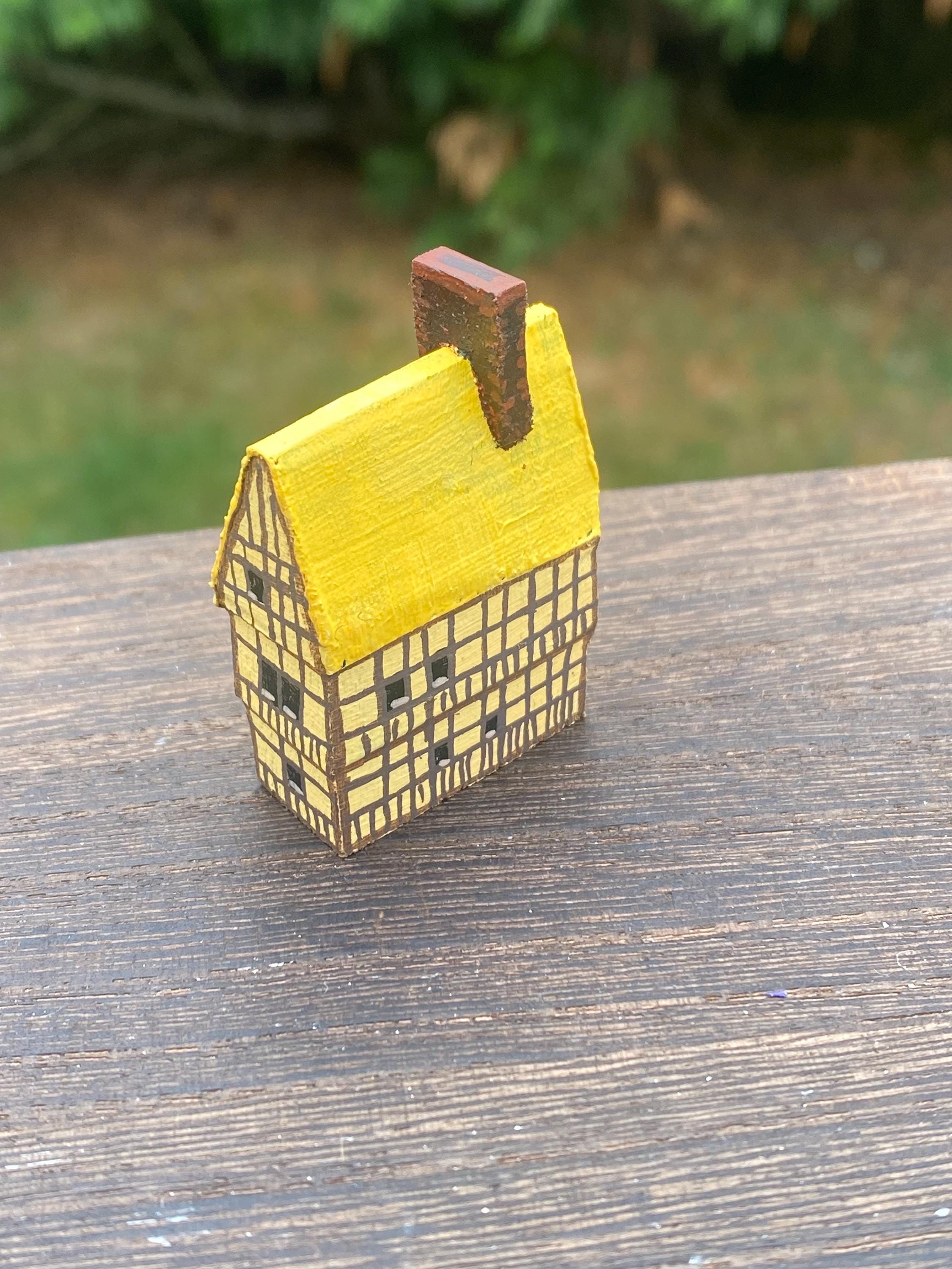 Hand-painted Tudor Village: Carved Woodblock Miniature Houses - Etsy