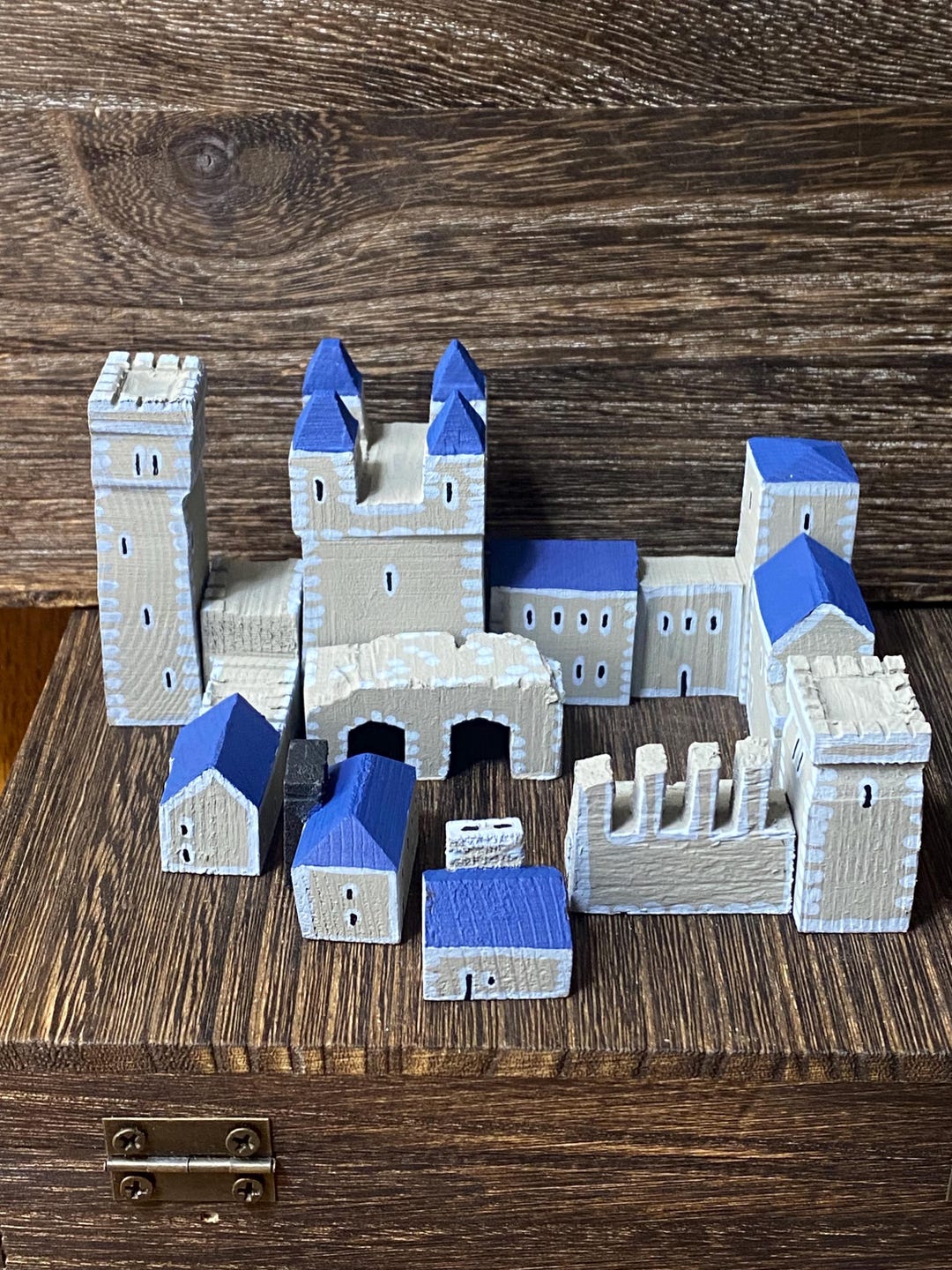 MEDIEVAL FRENCH RUINS, Tiny Wood Village Houses: Hand Painted, Carved ...