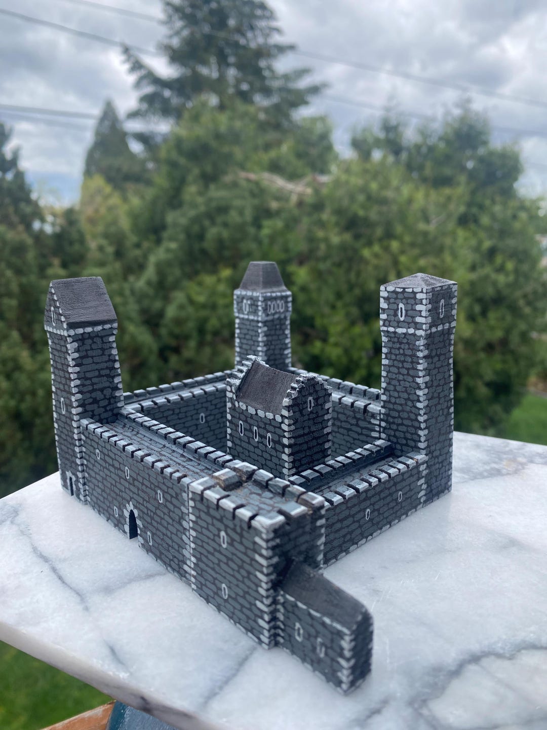 MEDIEVAL SCOTTISH CASTLE, Tiny Wood Village in Scotland: Hand Painted ...