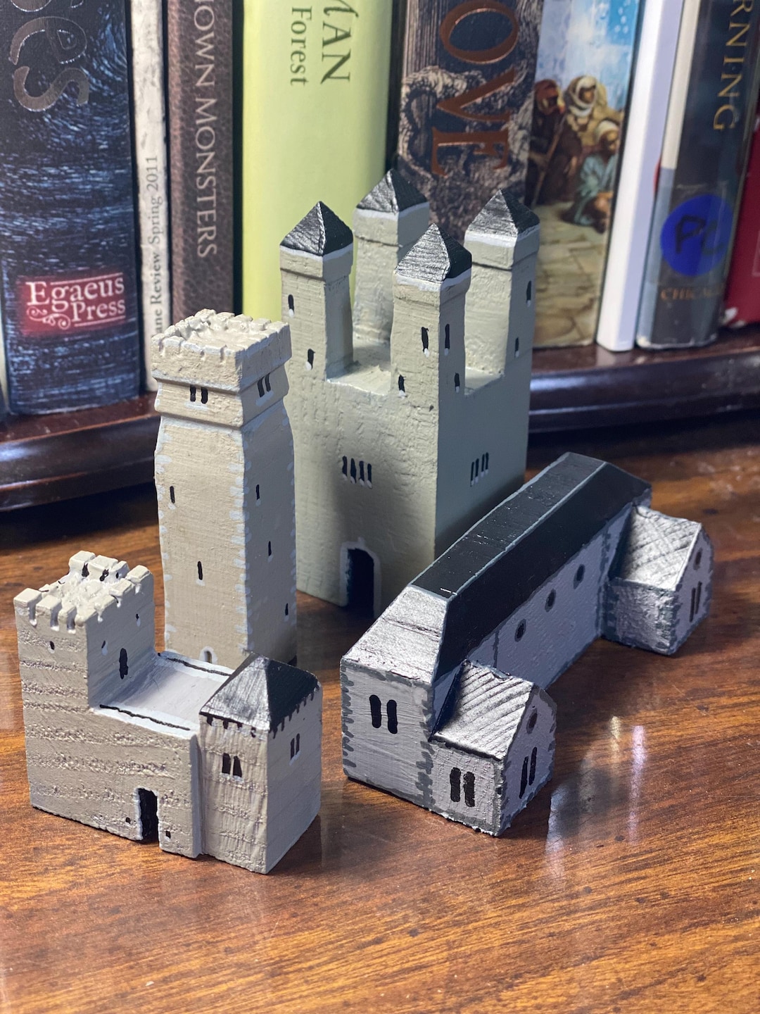 MEDIEVAL FRENCH RUINS, Tiny Wood Village Houses: Hand Painted, Carved ...