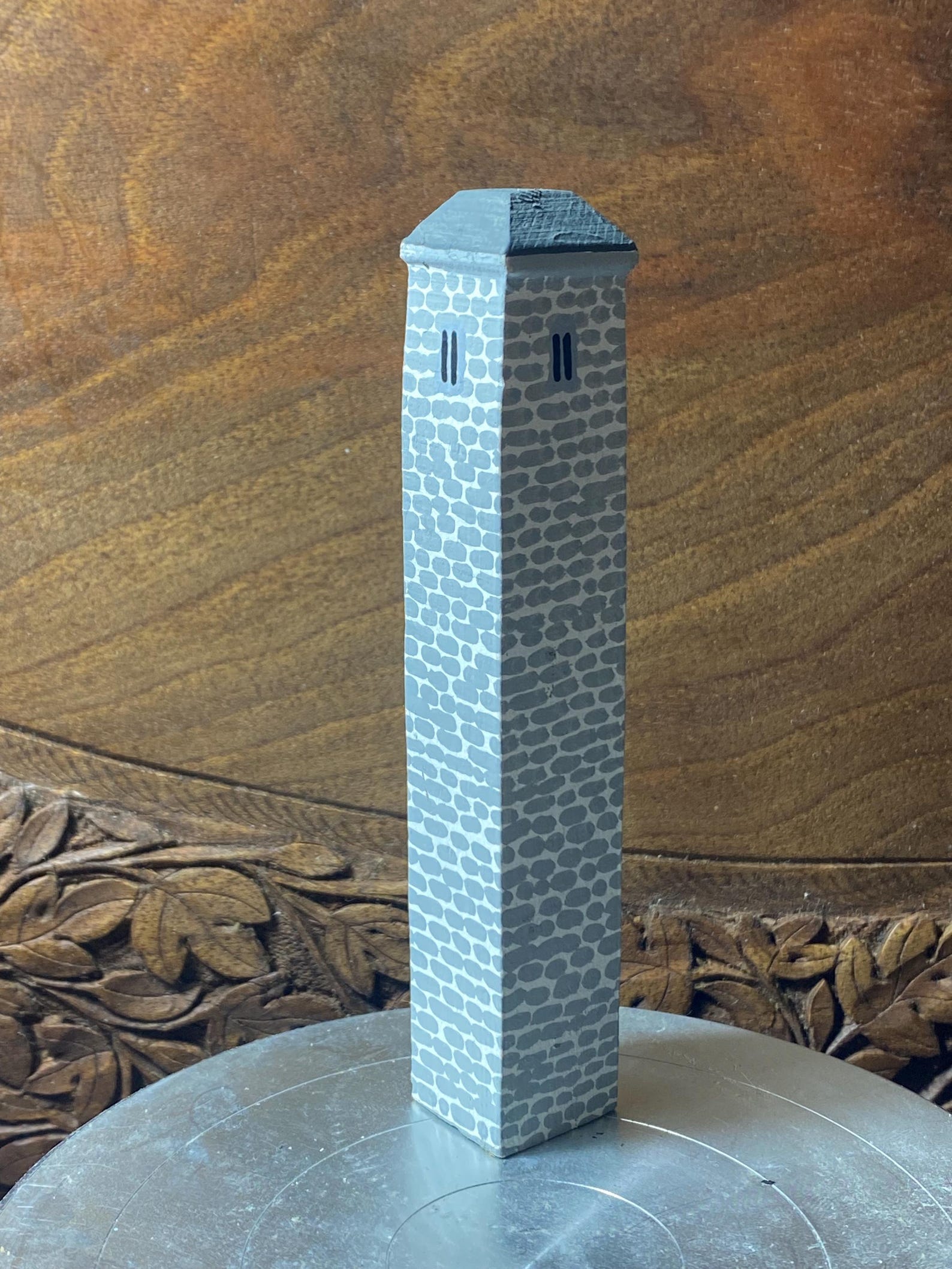 Hand-painted Wood Tower: Miniature Global Architecture, Rustic Decor - Etsy