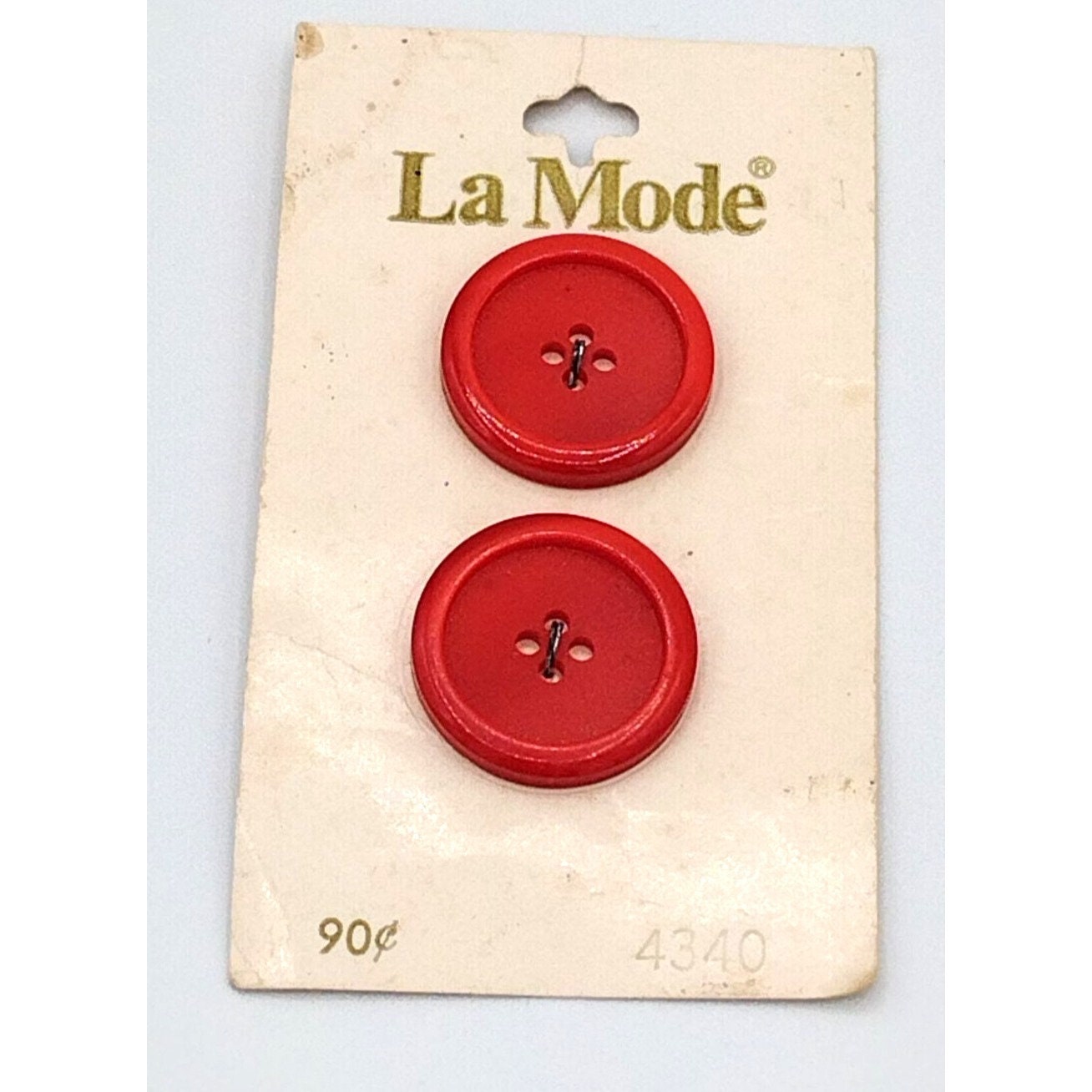 Lot of 2 Vintage La Mode Buttons White Square Red Round Size 36 7/8 - Etsy