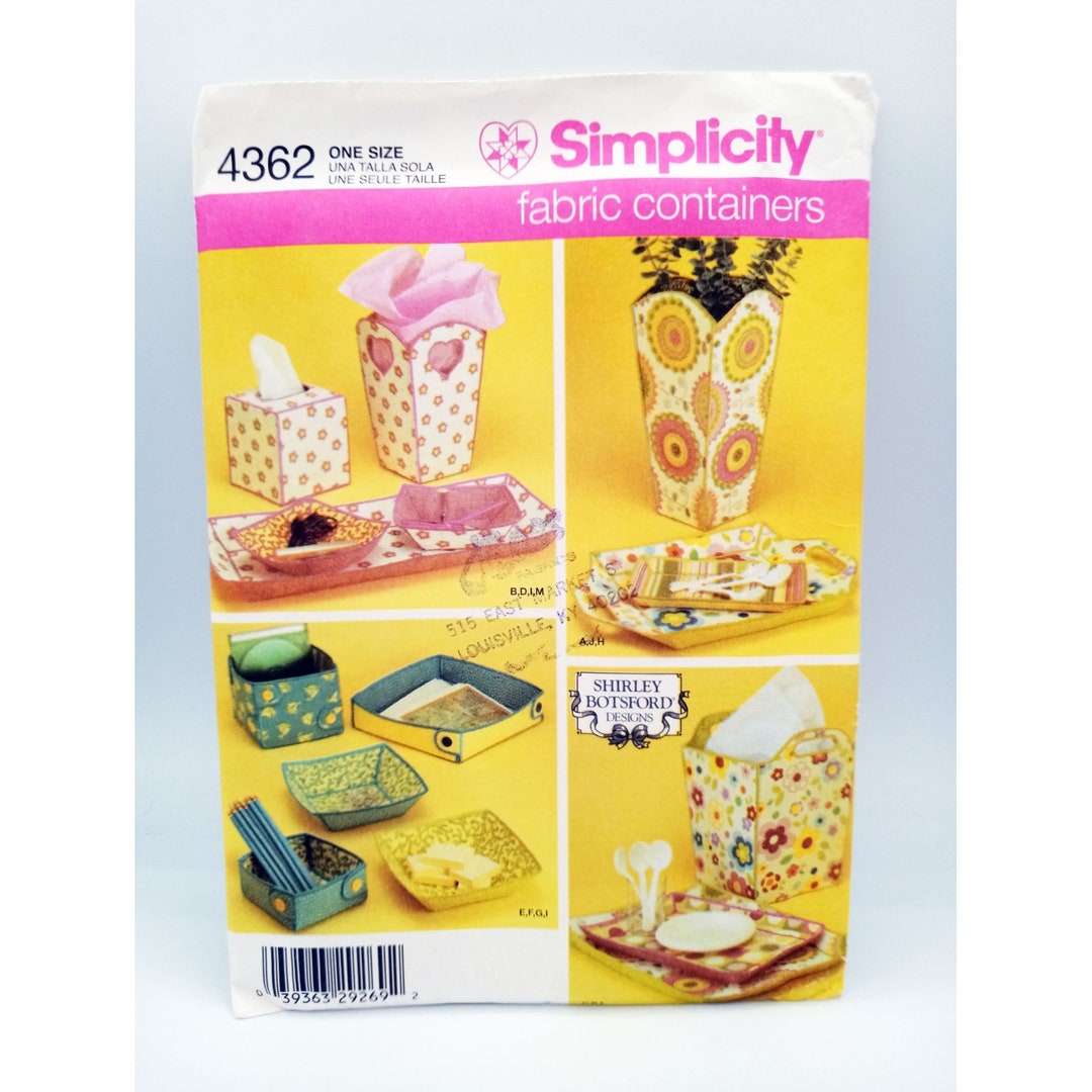 Simplicity 4362 Sewing Pattern Home Fabric Containers Shirley Botsford ...