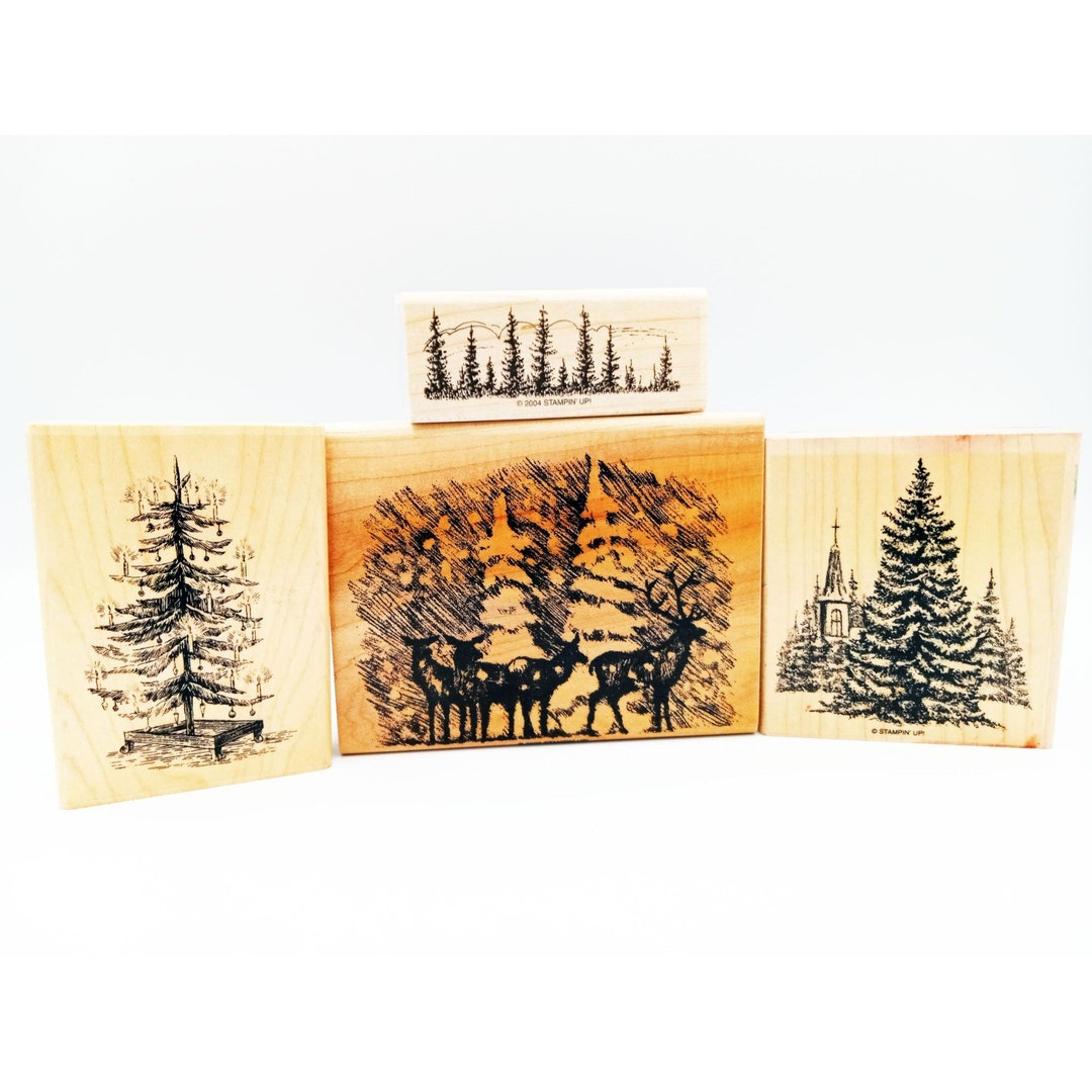 Lot of 4 Larger Rubber Stamps of Trees Stampin up Design Co Vintage ...