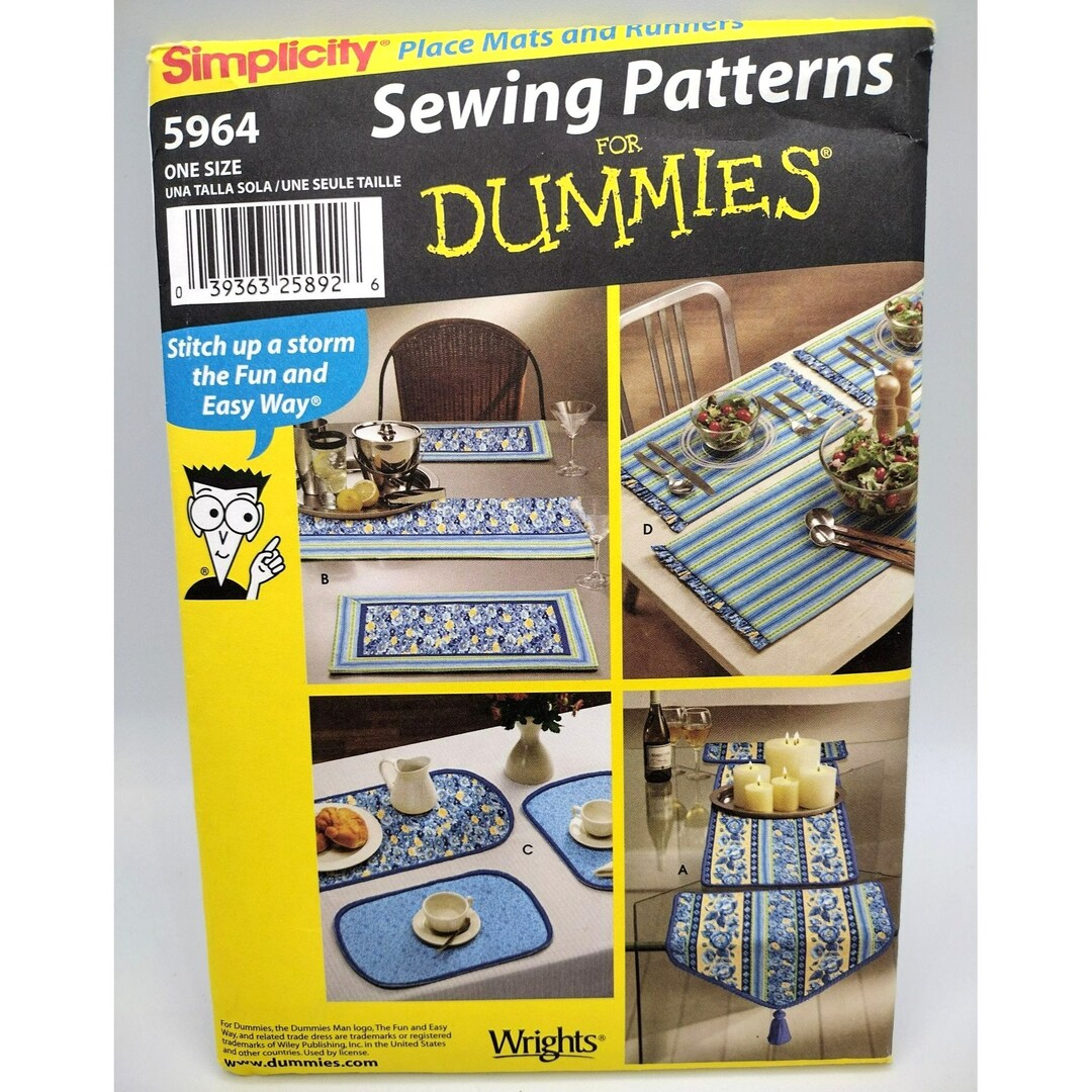 Simplicity Pattern 5964 Sewing Patterns for Dummies Place Mats Runners ...