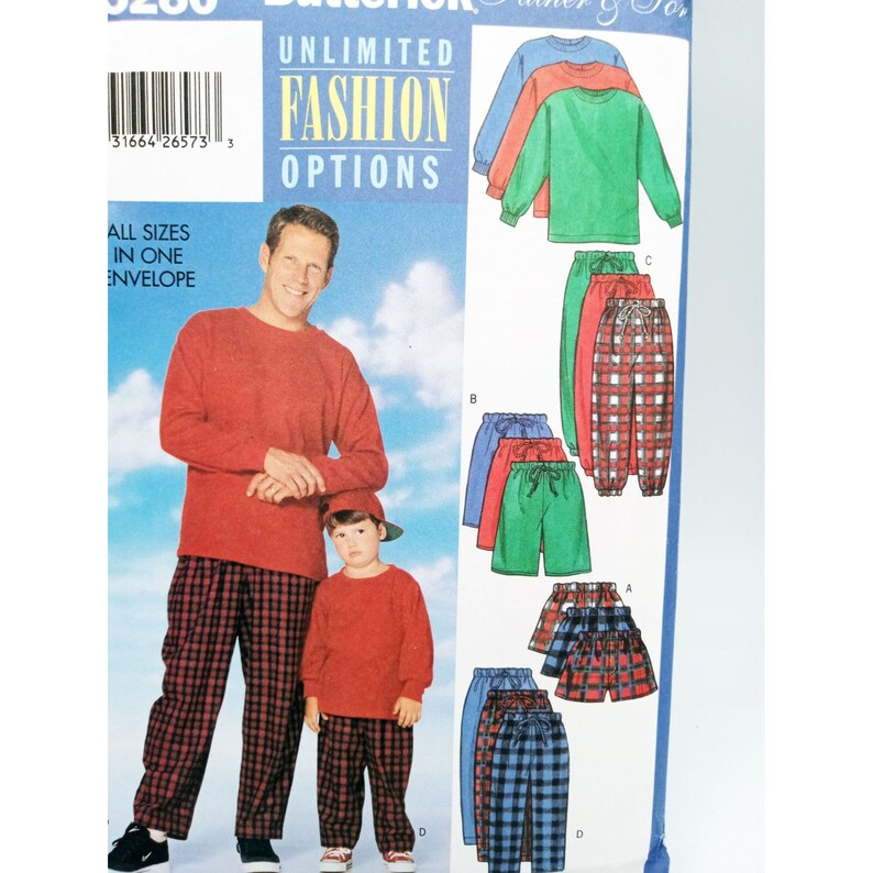 Butterick 5286 Sewing Pattern Mens & Boys Sweat Shirt and Pants All ...