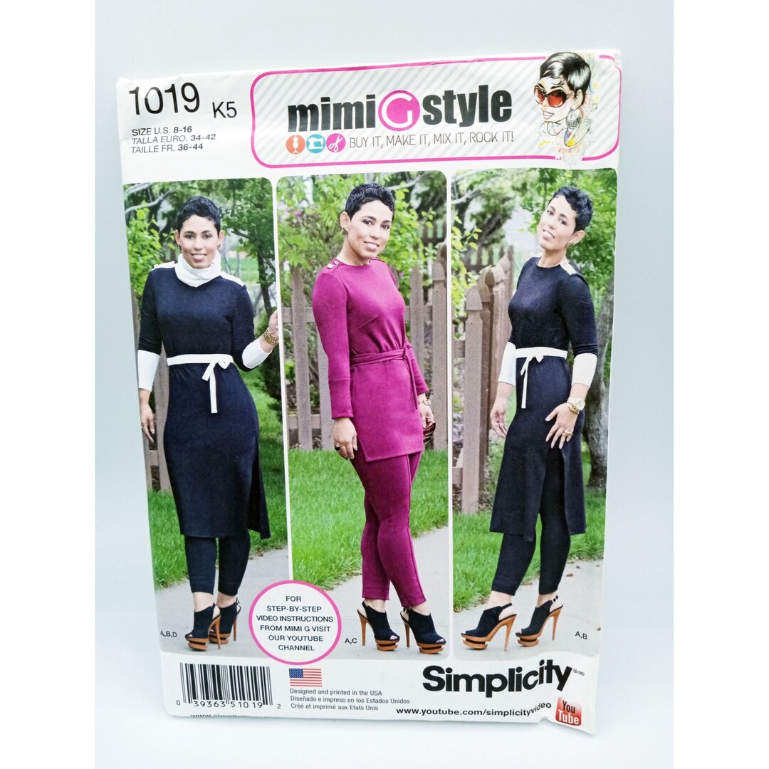 Simplicity 1019 Sewing Pattern Mimi G Tunic Dress Side Slits Pants SZ 8 ...