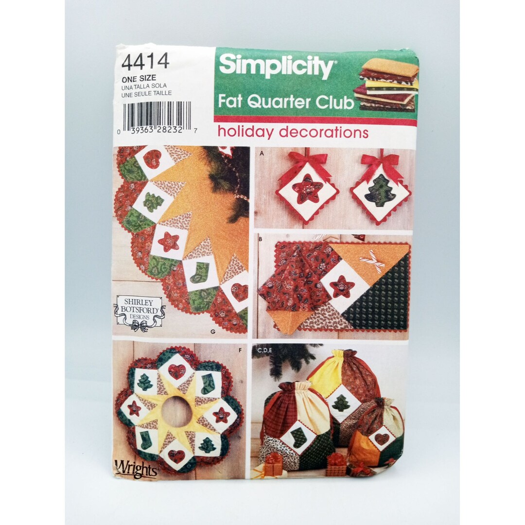 Simplicity 4414 Sewing Pattern Fat Quarter Holiday Decor Tree Skirt ...