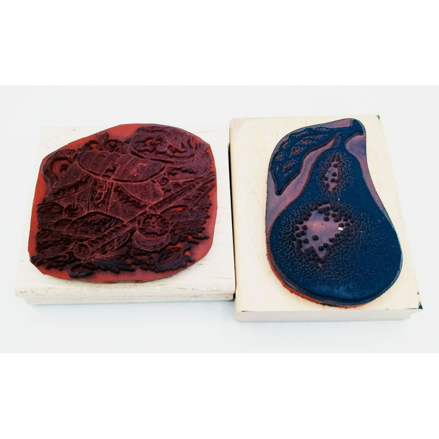 Set of Pear Stamp and Angler Stampin up Rubber Stamped Fishing Rod ...