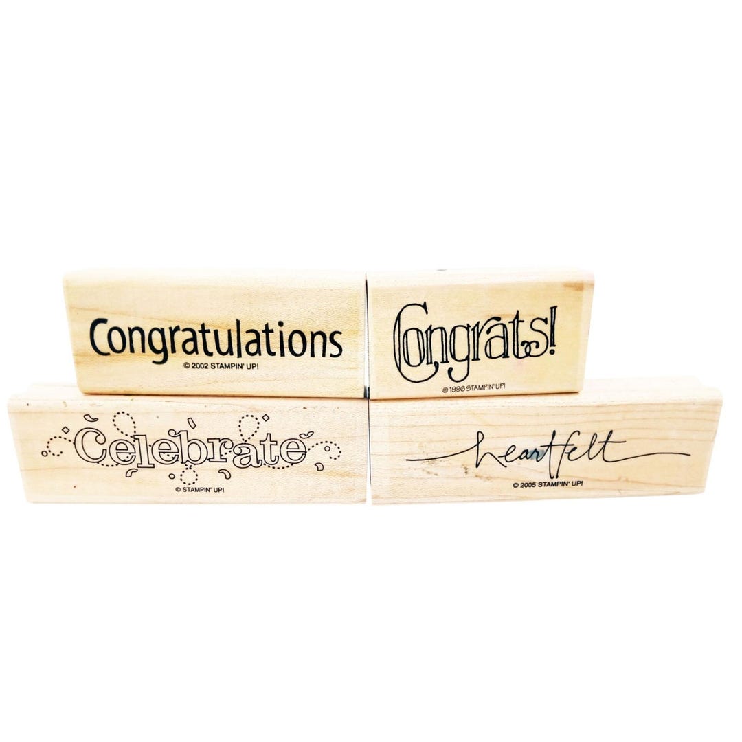 Congratulations Stamps Set Vintage Craft Wood Blocks Stampin up ...