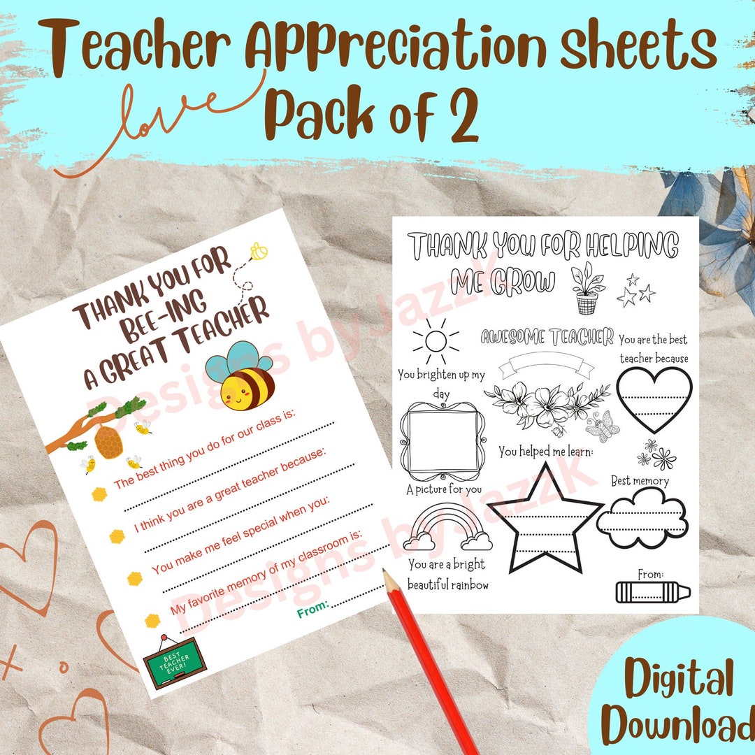Teacher Appreciation Activity Pack | Instant Download | Printable for ...