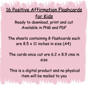 Positive Affirmation Flashcards for Kids, Sweets Flashcards for Kids ...