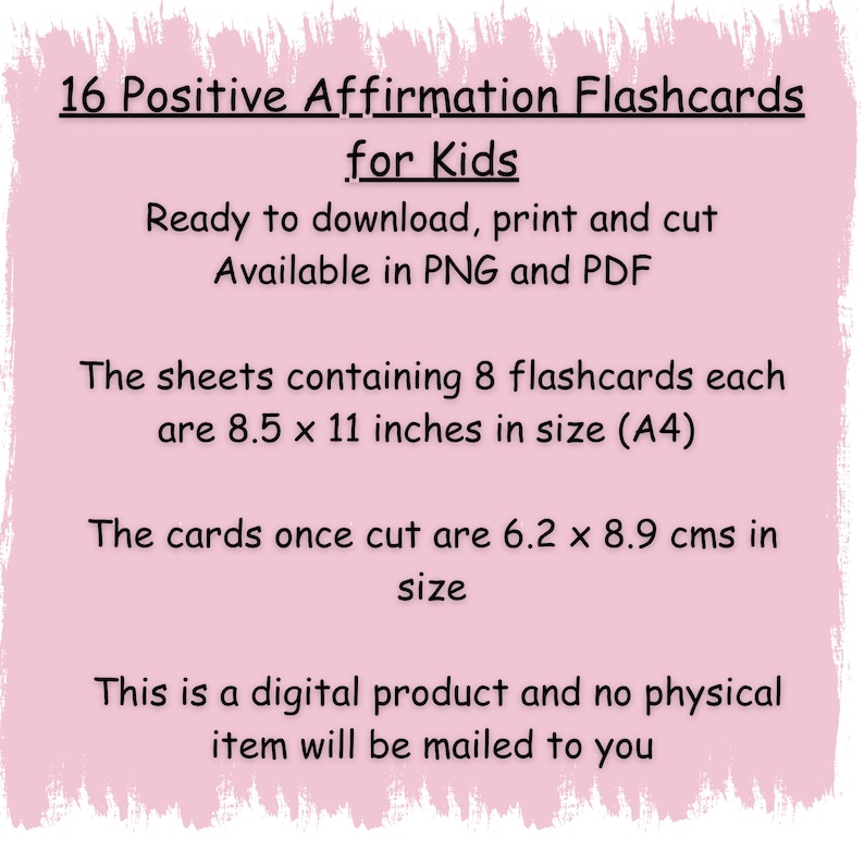 Positive Affirmation Flashcards for Kids, Sweets Flashcards for Kids ...