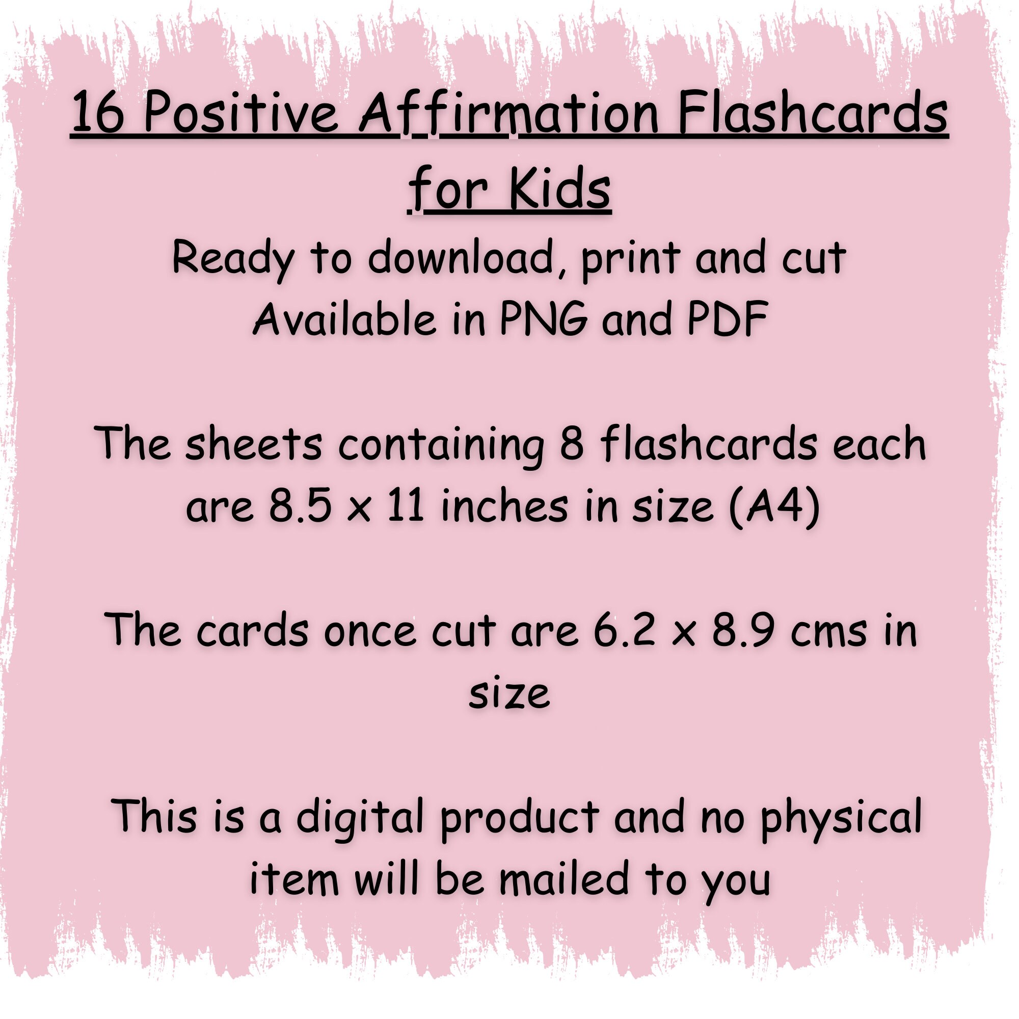 Positive Affirmation Flashcards for Kids, Sweets Flashcards for Kids ...