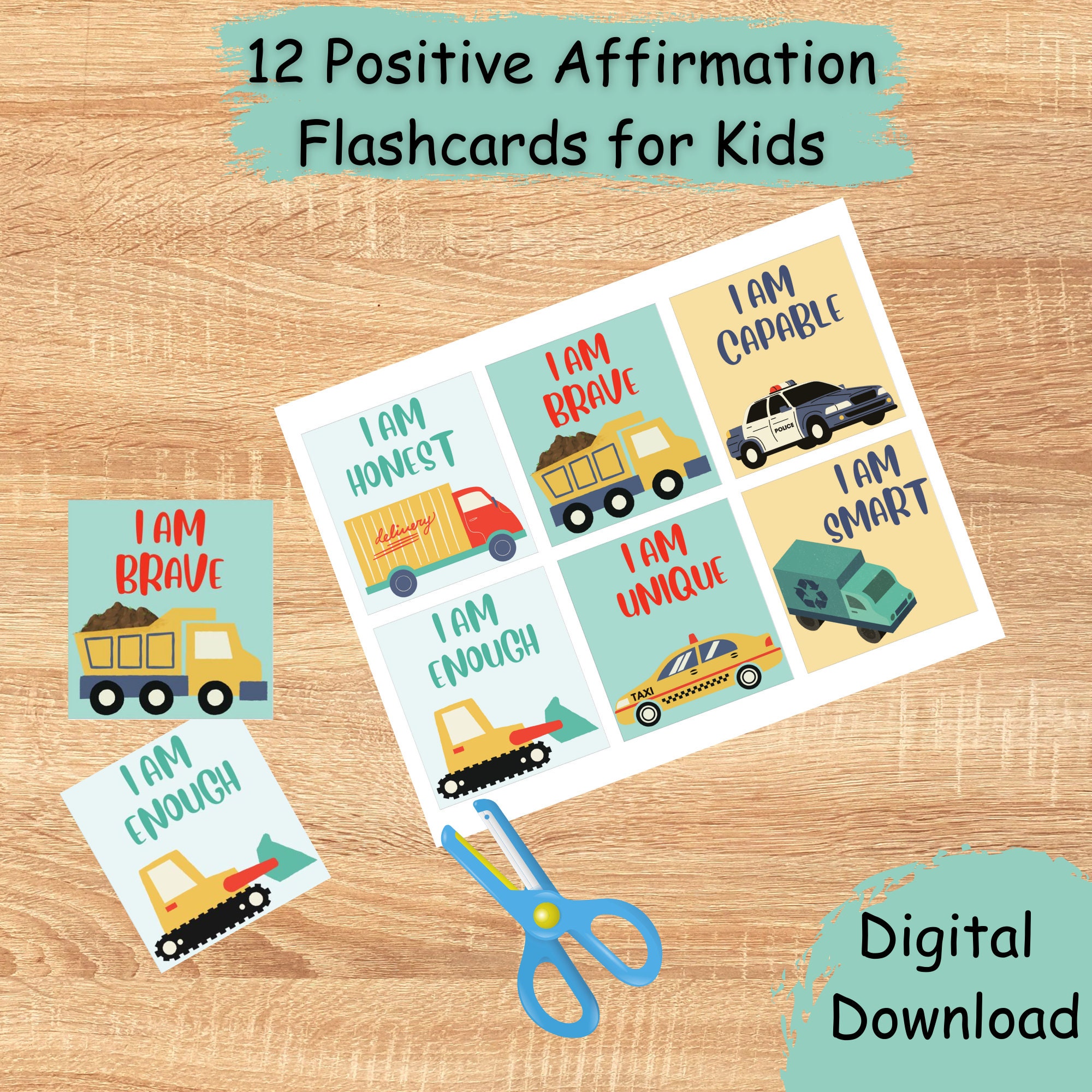 Positive Affirmation Flashcards for Kids, Transport Flashcards for Kids ...