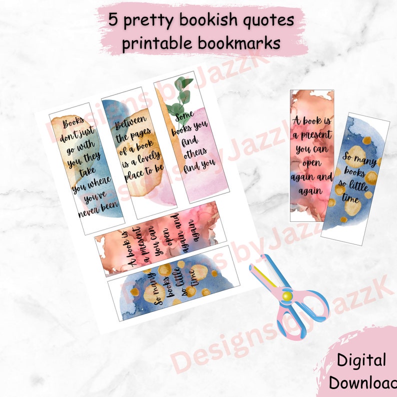 Bookish Quote Bookmarks, Positive Quote Bookmarks, Printable Bookmarks ...