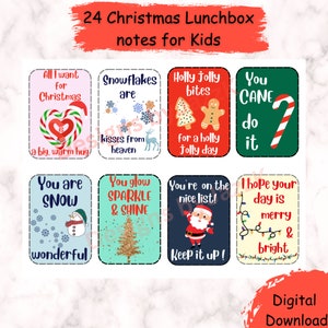 Christmas Lunchbox Notes for Kids, Festive Lunchbox Notes, Cute ...