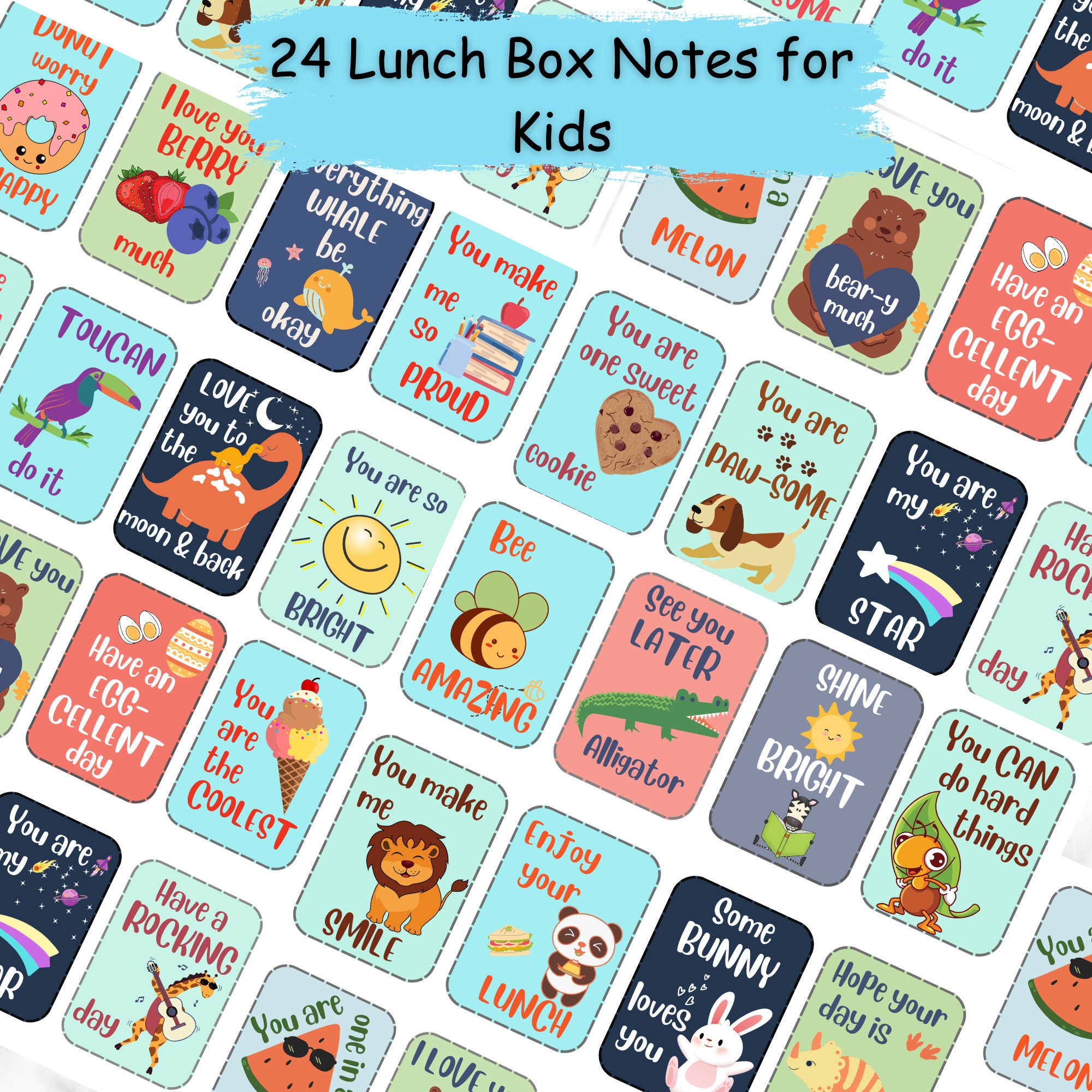 Inspirational Lunch Box Notes for Kids, Inspirational Card Set for Kids ...