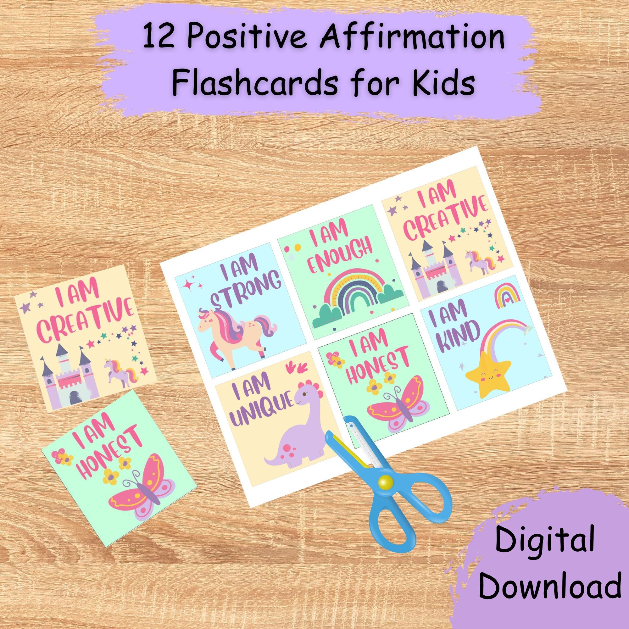 Positive Affirmation Flashcards for Kids, Cute Flashcards for Kids ...