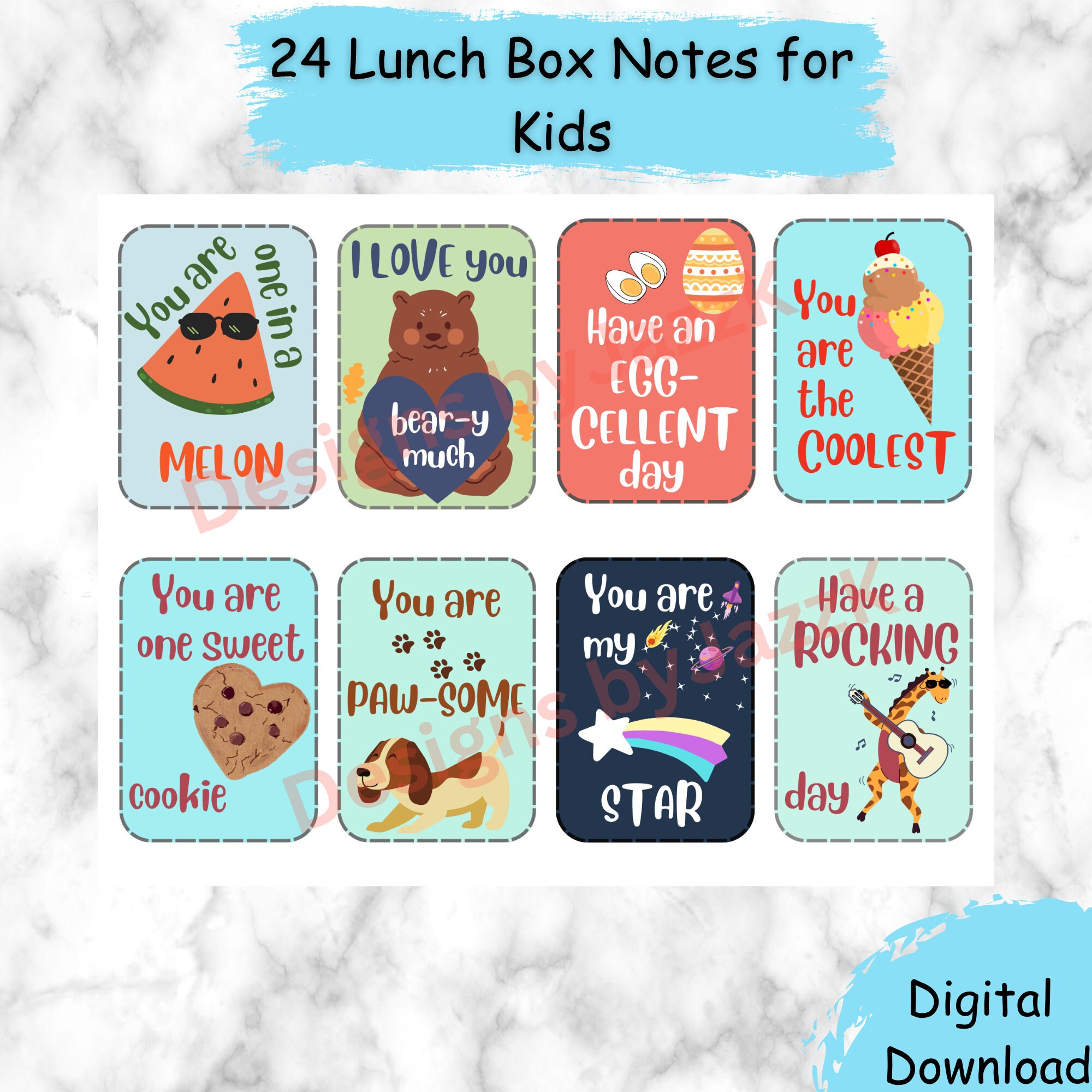 Inspirational Lunch Box Notes for Kids, Inspirational Card Set for Kids ...