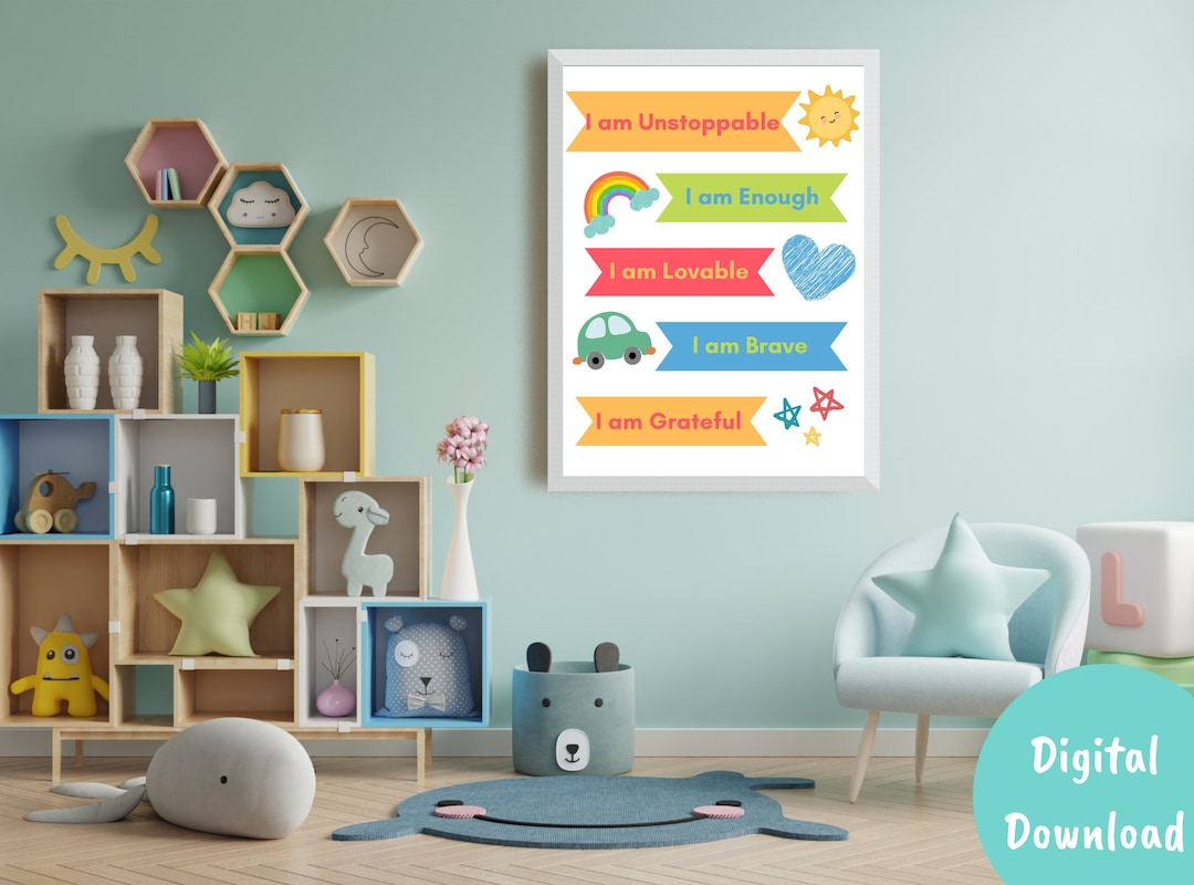 Affirmations for Kids, I Am Affirmations, Playroom Poster, Children ...