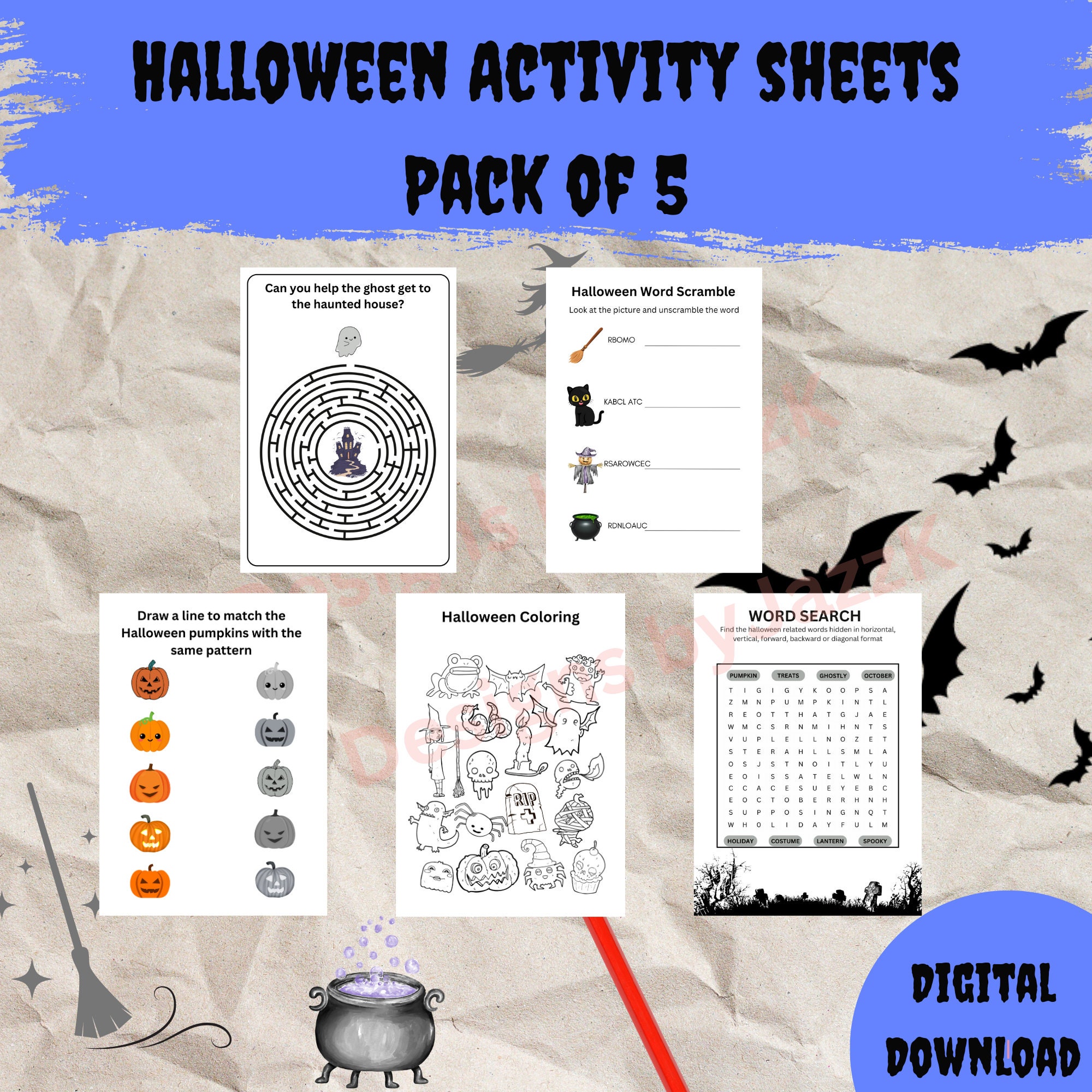 Halloween Activity Pack for Children Instant Download Printable for ...